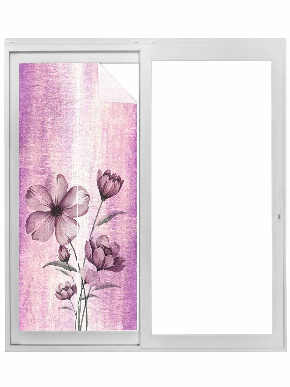 Pink Floral Window Privacy Film Stained Glass Window Film Decorative ...