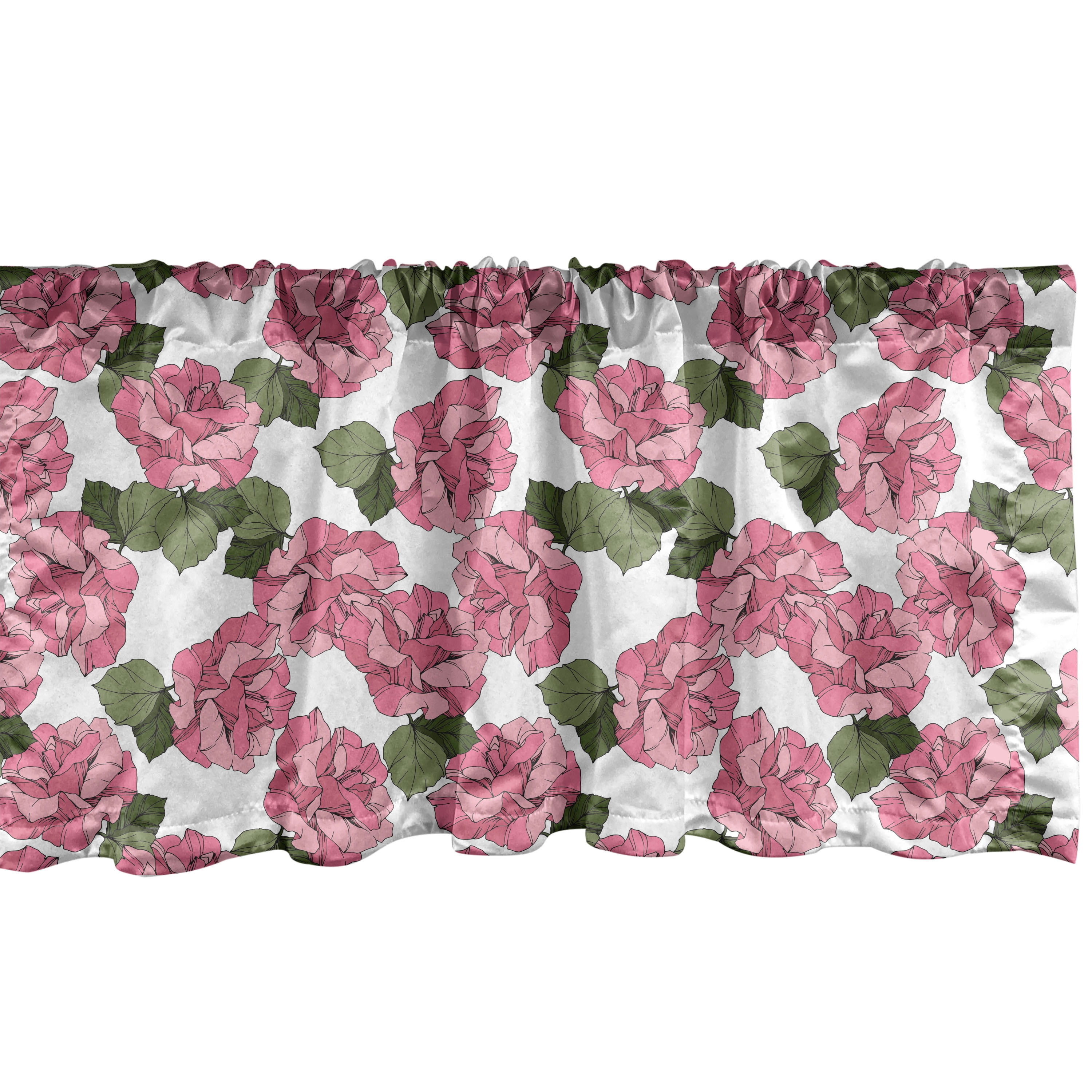 Ambesonne Pink Floral Valance Pack of 2, Wild Spring Peonies, 54"X12 ...