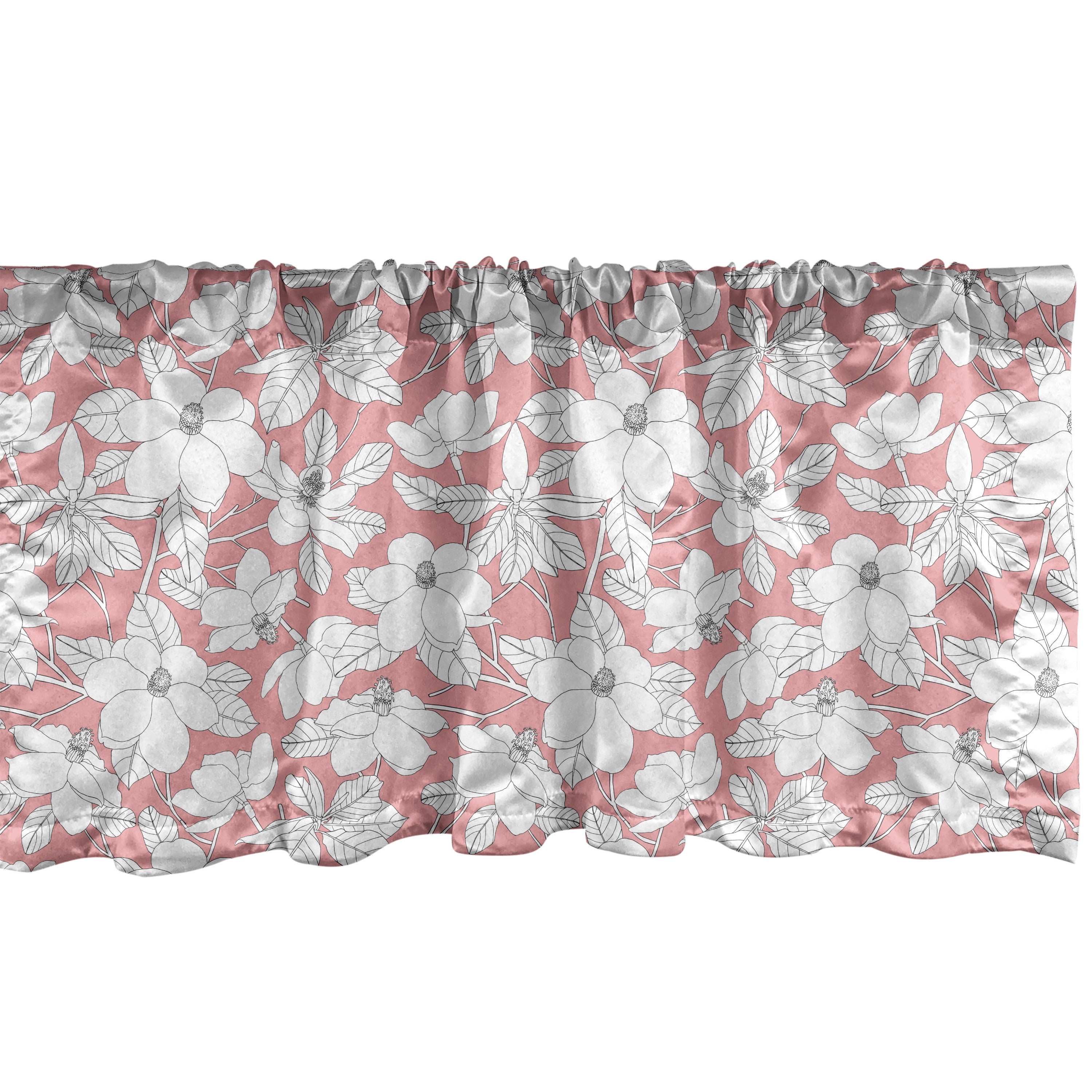 Ambesonne Pink Floral Window Valance, Spring Magnolias, 54" X 18", Pink ...