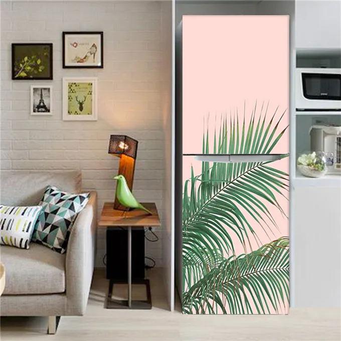 Pink Flower 3D Refrigerator Stickers for Kitchen Fridge Full Door Cover ...