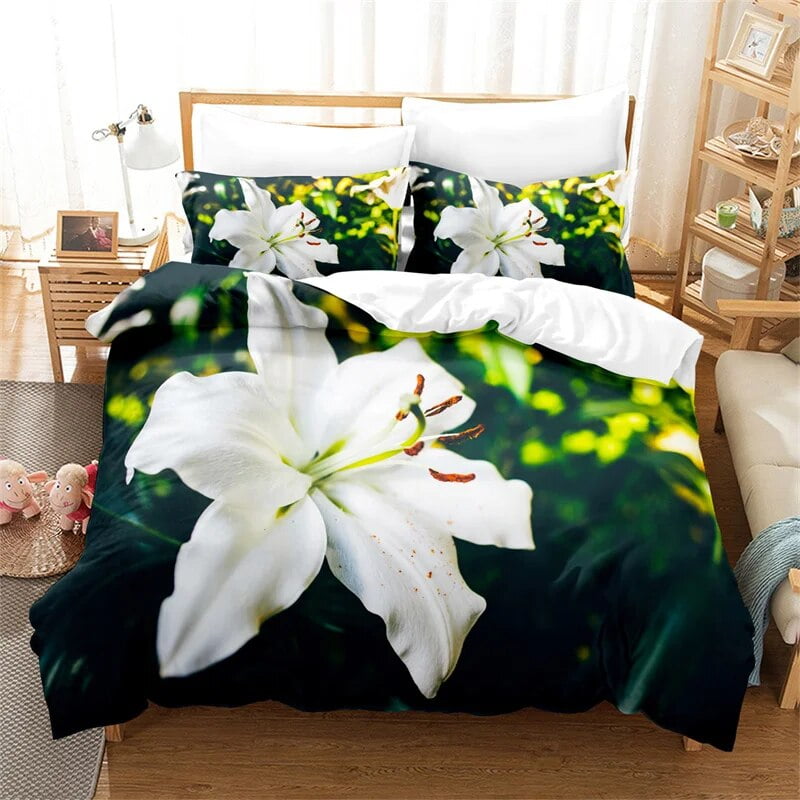 Pink Flower Bedding Set Flower Plants Series Duvet Cover Women Duvet ...