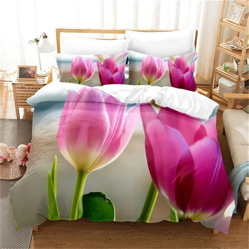 Pink Flower Bedding Set Lovely Kid's Duvet Cover Boys Quilt Cover Girls ...