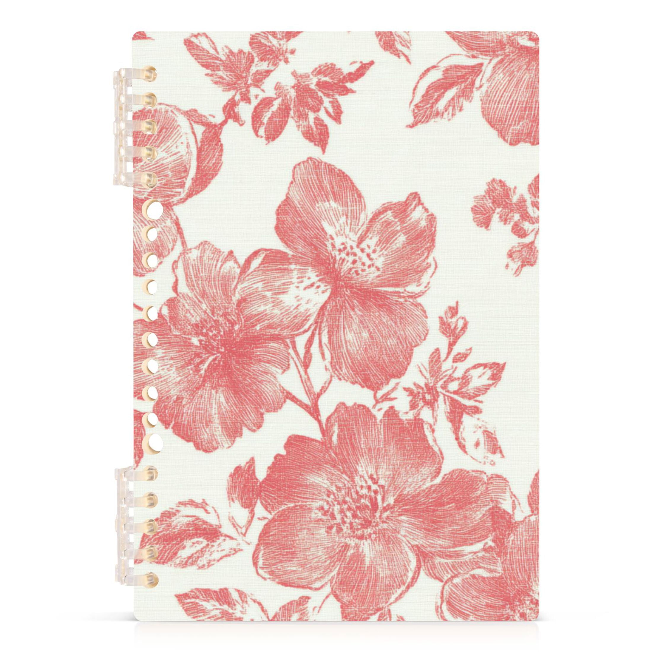 Pink Flower Beige Background Lined Spiral Journal Notebook 60 Pages A5 ...
