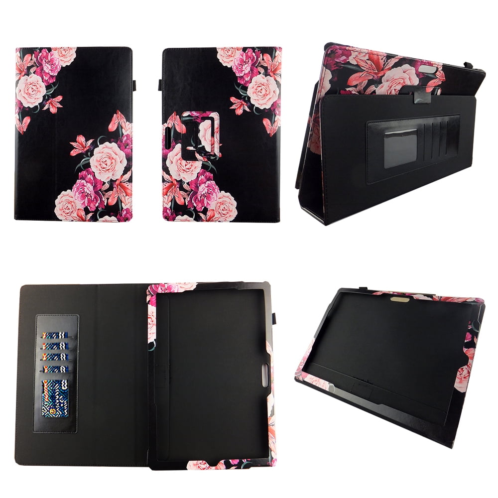 Pink Flower Black Case for Microsoft Surface Pro 2017 Surface Pro 4 ...