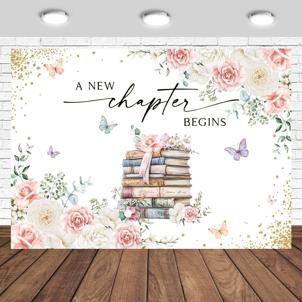 Pink Flower Bridal Shower Backdrop A New Chapter Begins Photography ...