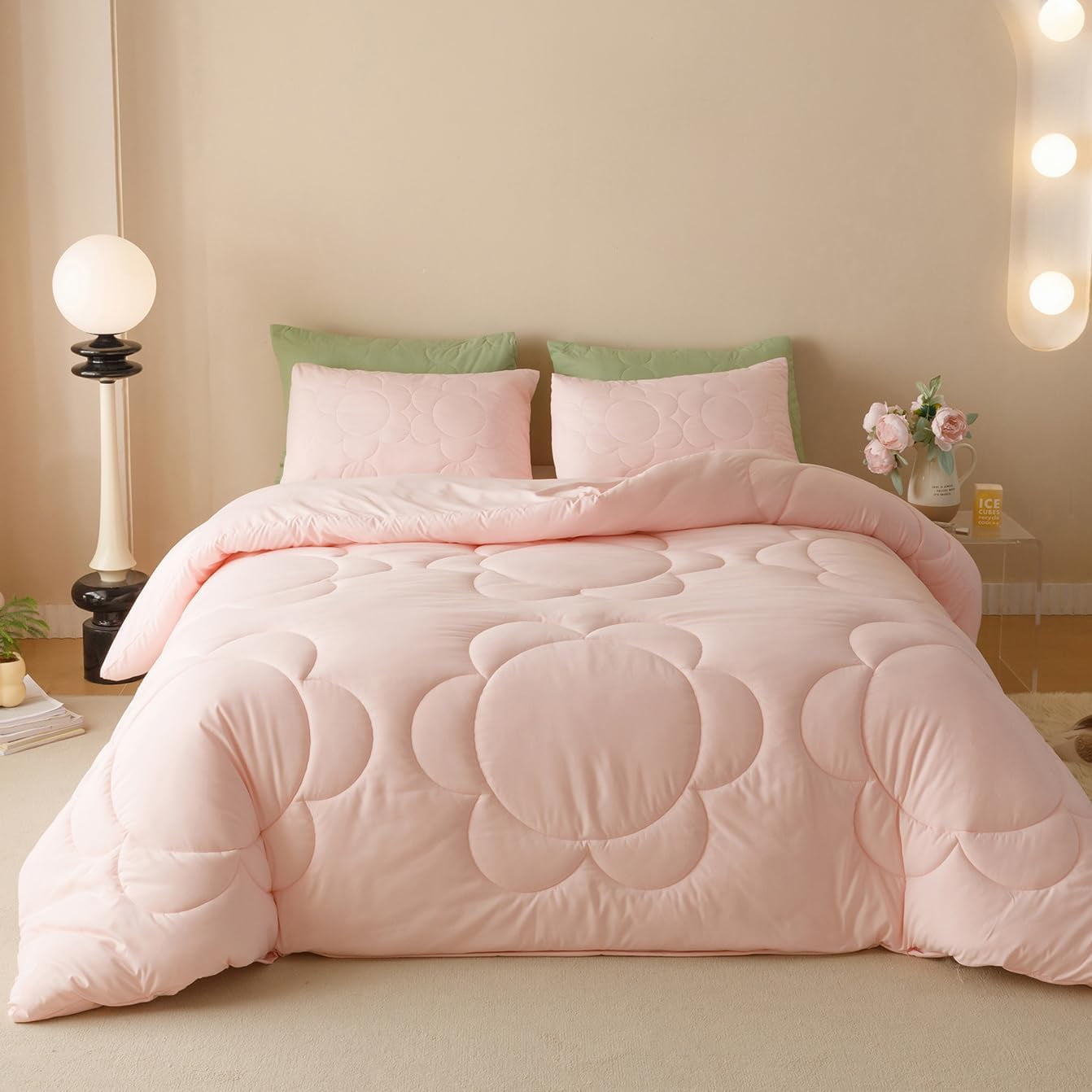 Pink Flower Comforter Full Pink Sunflower Print Bed Full Comforter Set ...