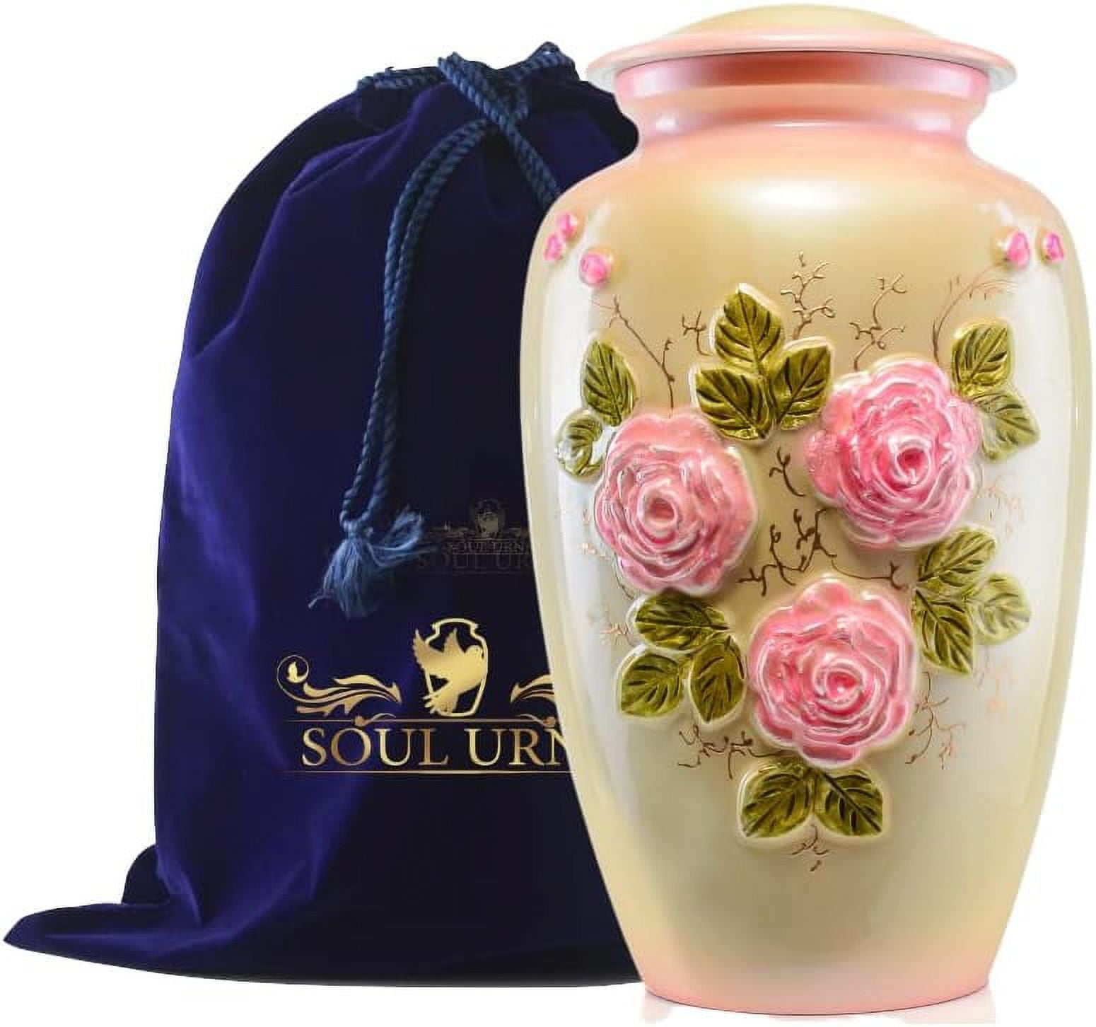 Pink Flower Cremation Urn for Adult Ashes- Handcrafted Large Rose Urn ...