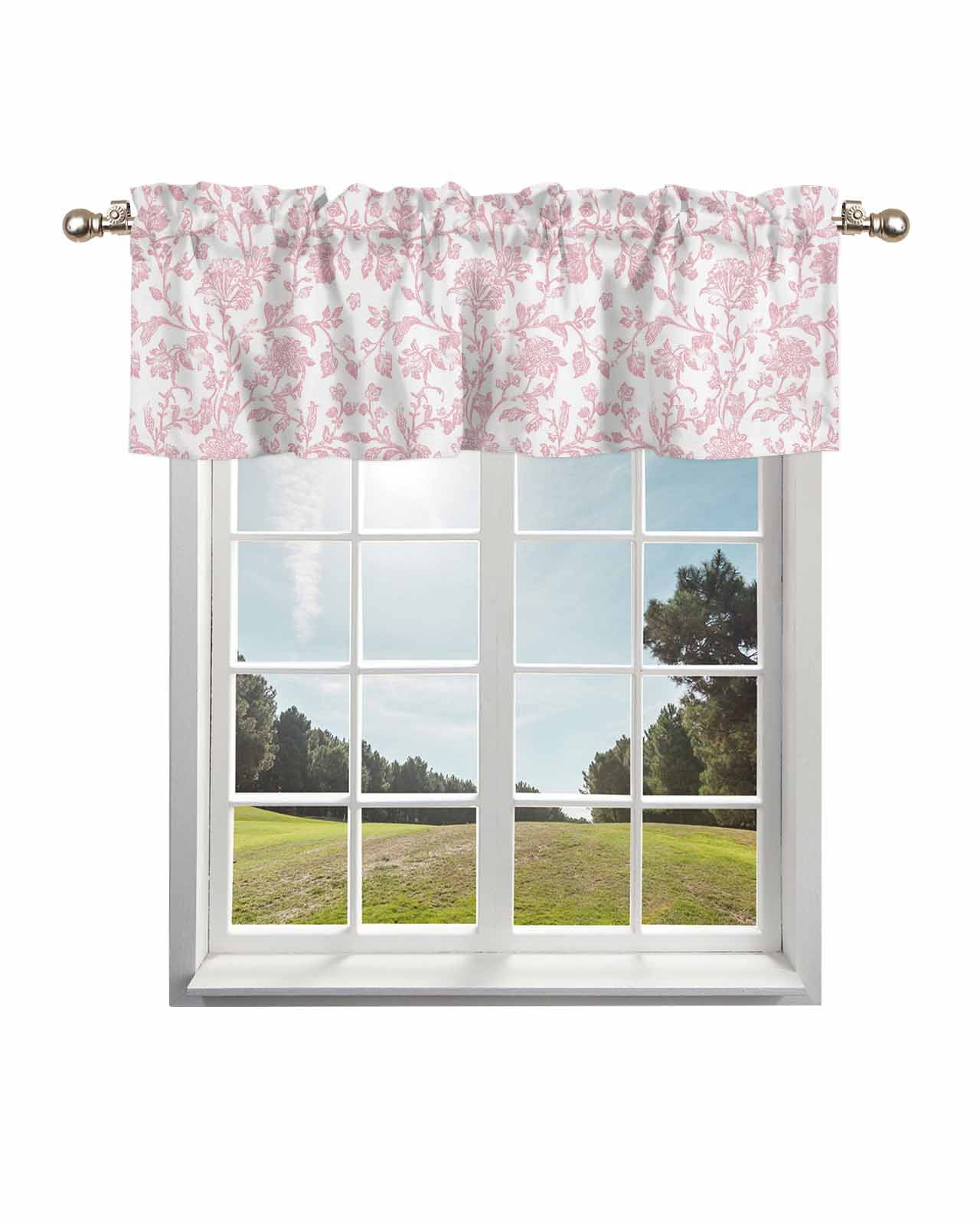 Pink Flower Curtain Valance for Windows/Living Room/Kitchen/Bathroom ...