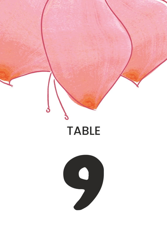 Pink Flower Design Table Number Cards Double Sided Party Table Numbers ...