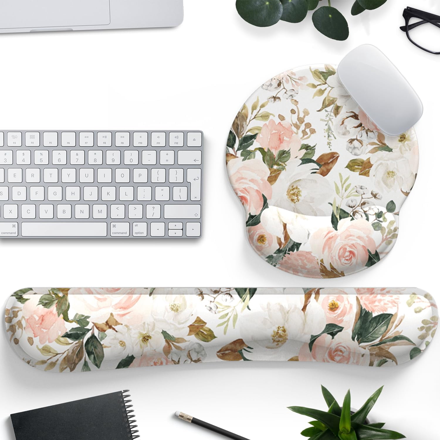 Pink Flower Desktop Mat Aesthetic Wrist Support Keyboard Mouse Wrist ...
