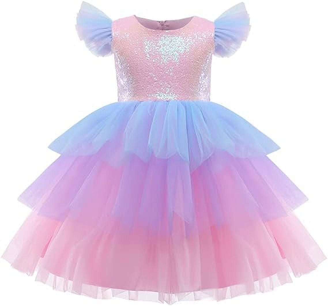 Pink Flower Girl Dress Kids Ruffles Lace Party Wedding Dresses ...