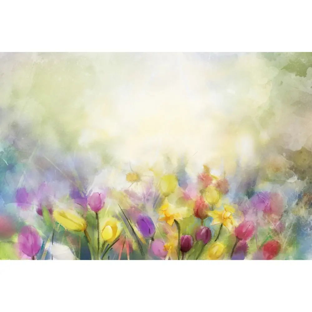 Pink Flower Gre Grass Photography Backdrop Floral Spring Photo Wall ...