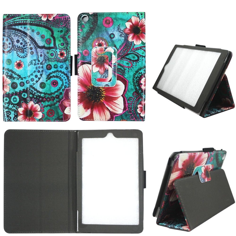 Pink Flower Green Paisley Tablet Folio Case for Amazon Kindle Fire HD 8 ...