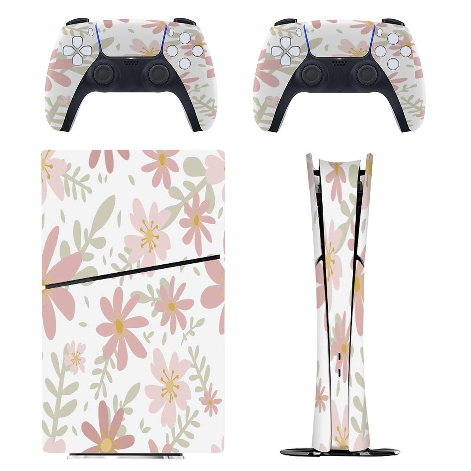 Pink, Flower PS5/PS5 Slim Digital Disc Skin Sticker For Console And ...