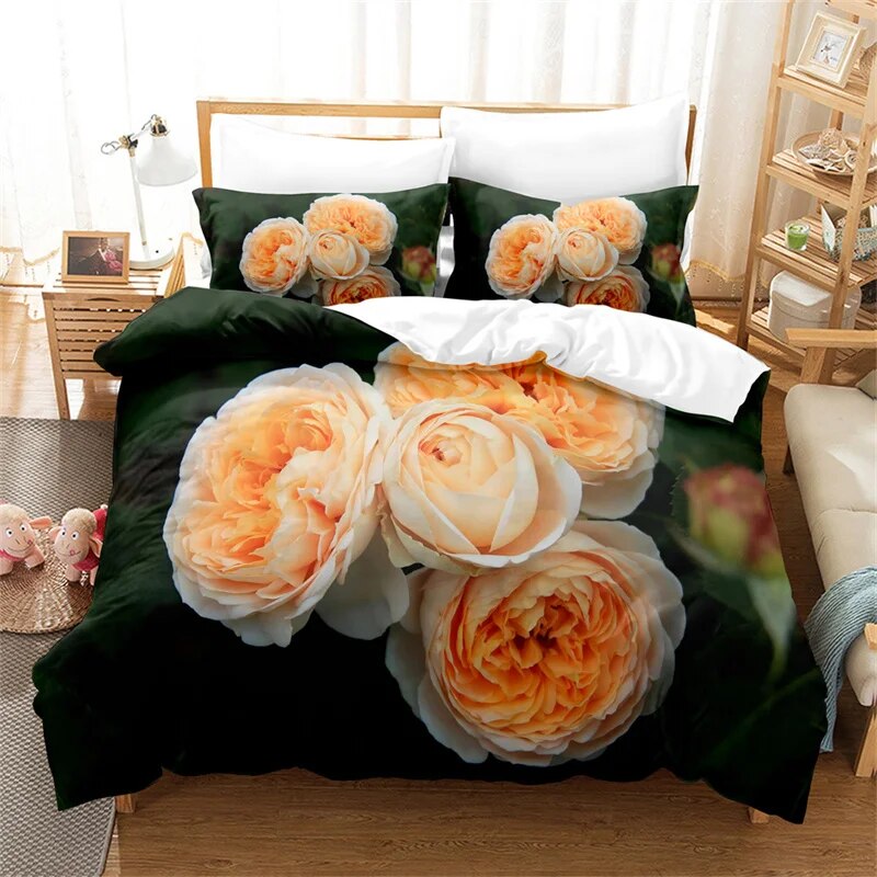 Pink Flower Rose Bedding Set Lovers Duvet Cover Girl，kid‘s Duvet Cover ...