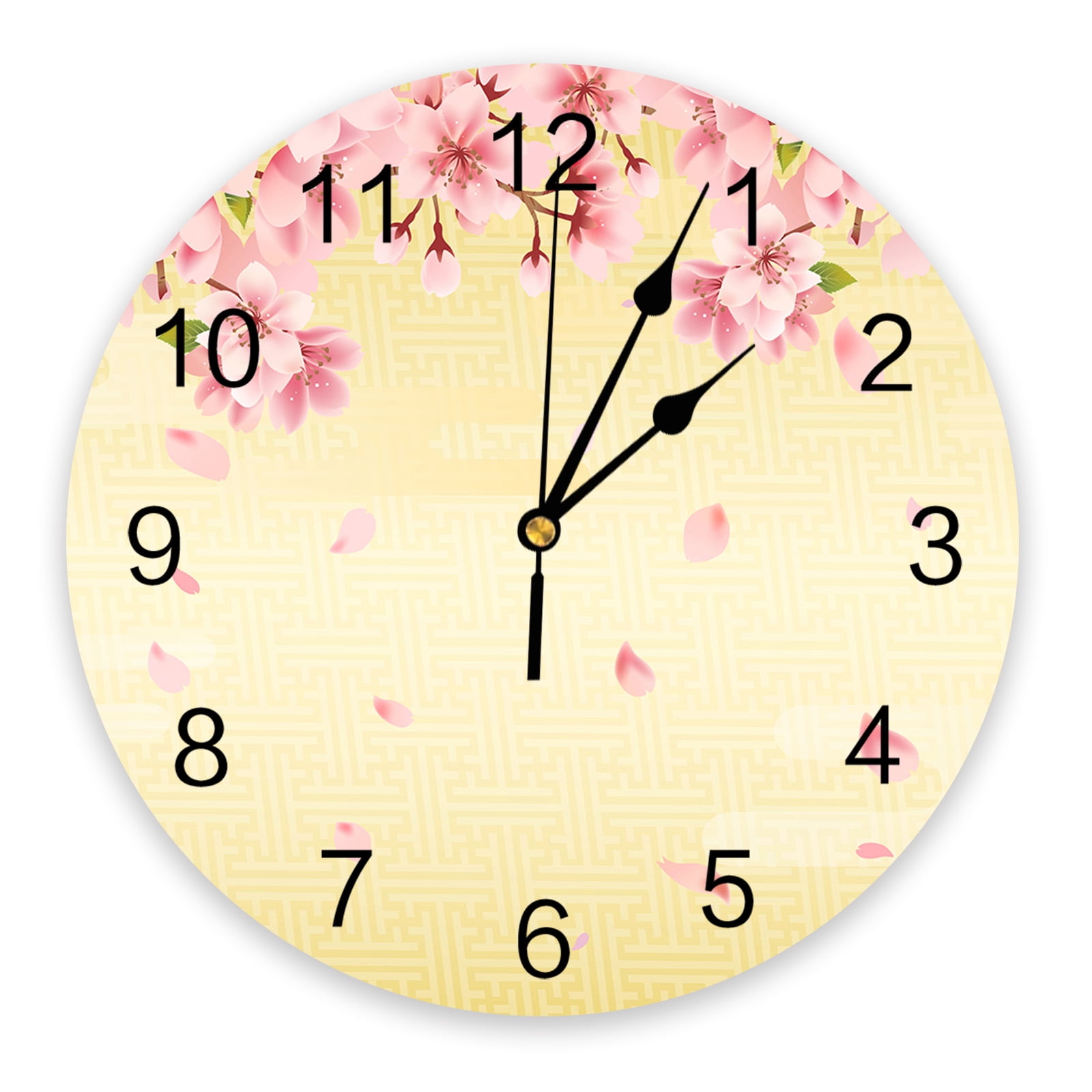 Pink Flower Sakura Cherry Blossoms Japan Decorative Round Wall Clock ...