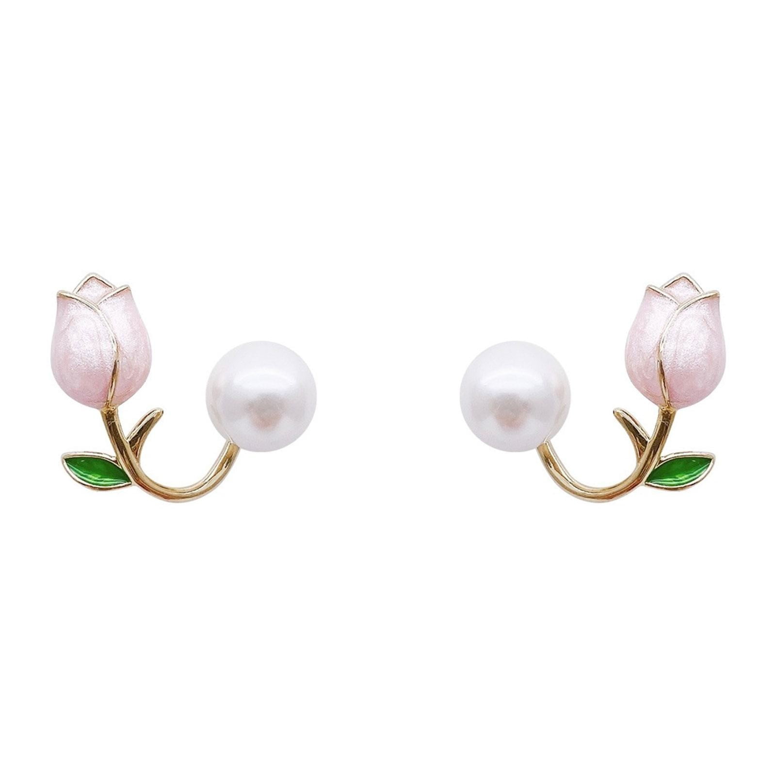 Pink Flower Spring And Summer Earrings 2022 Young Small Stud Earrings ...