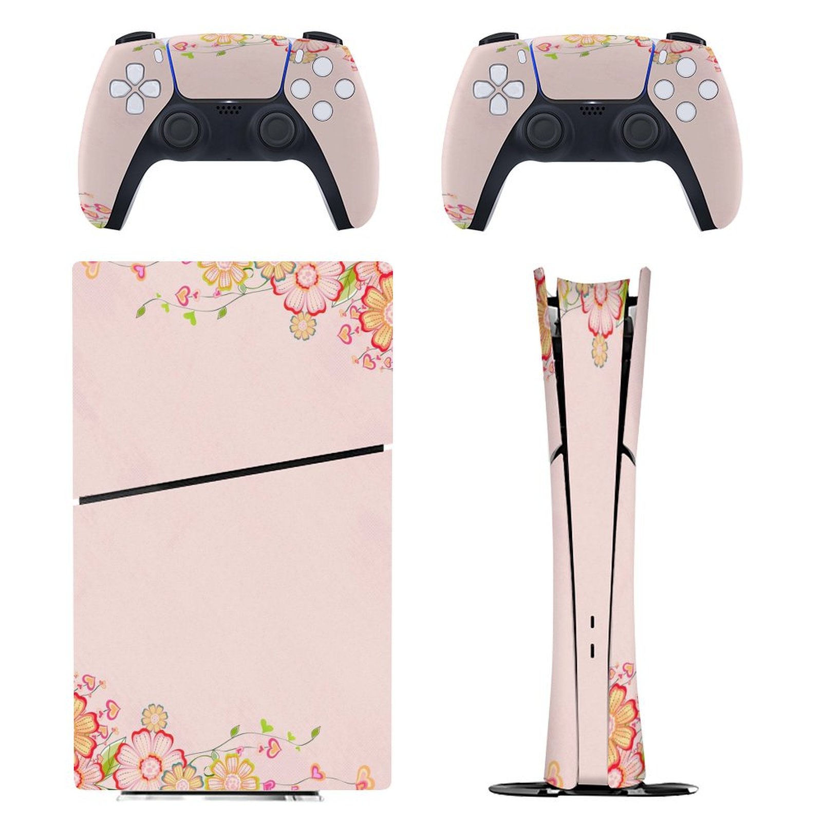 Pink, Flower, Typography PS5/PS5 Slim Digital Disc Skin Sticker For ...