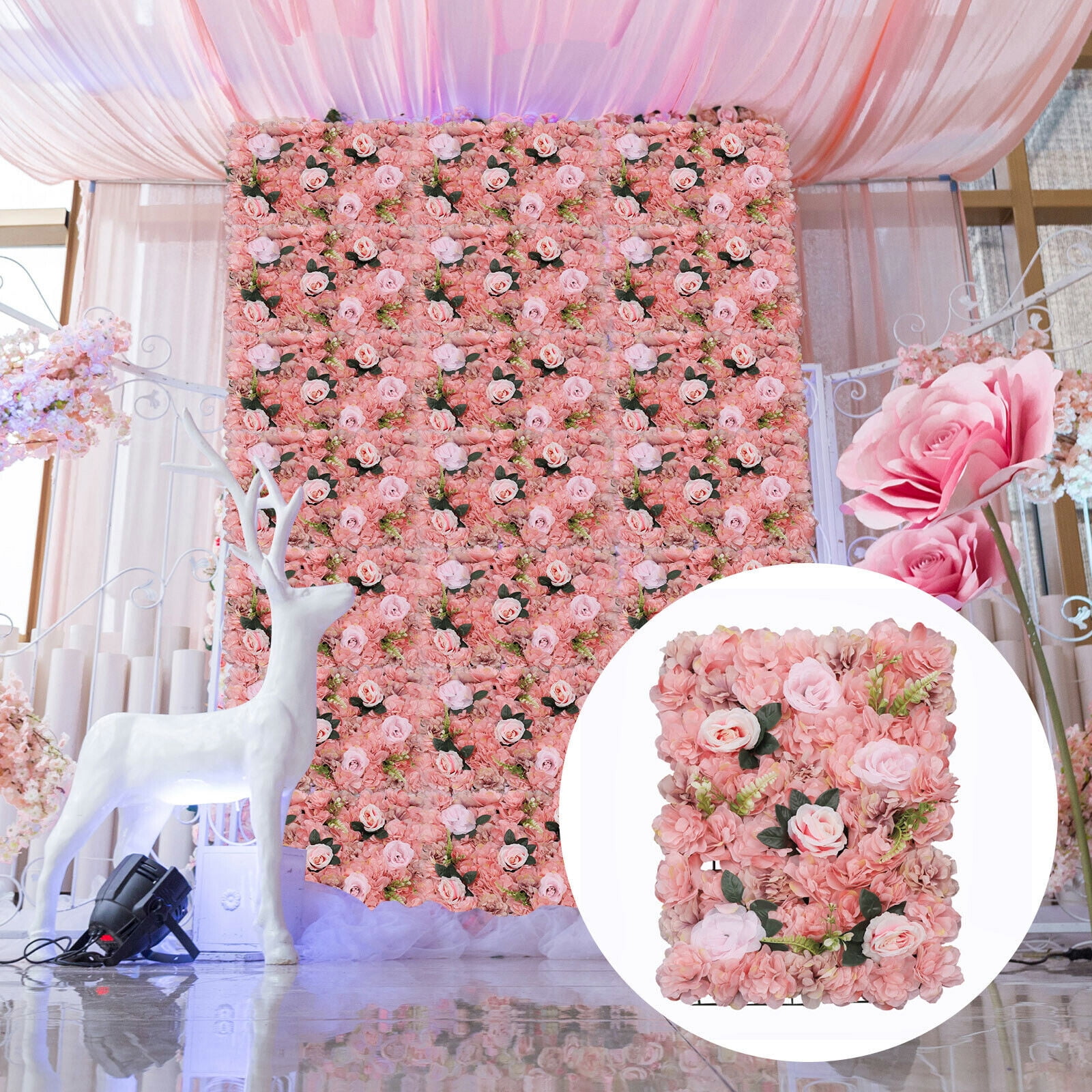 Pink Flower Wall Panel, Artificial Flower Backdrop, Flower Panels for ...