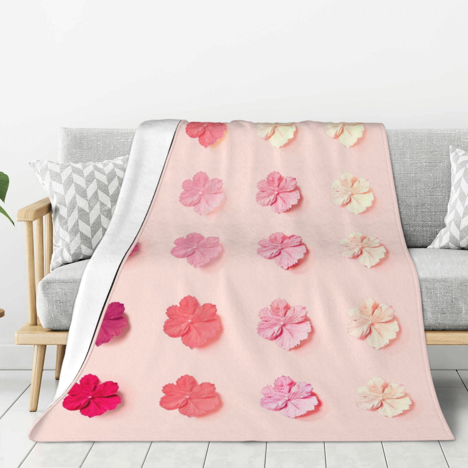 Pink Flowers Bloom Lightweight Plush Fuzzy Cozy Soft Blankets 40"X30 ...