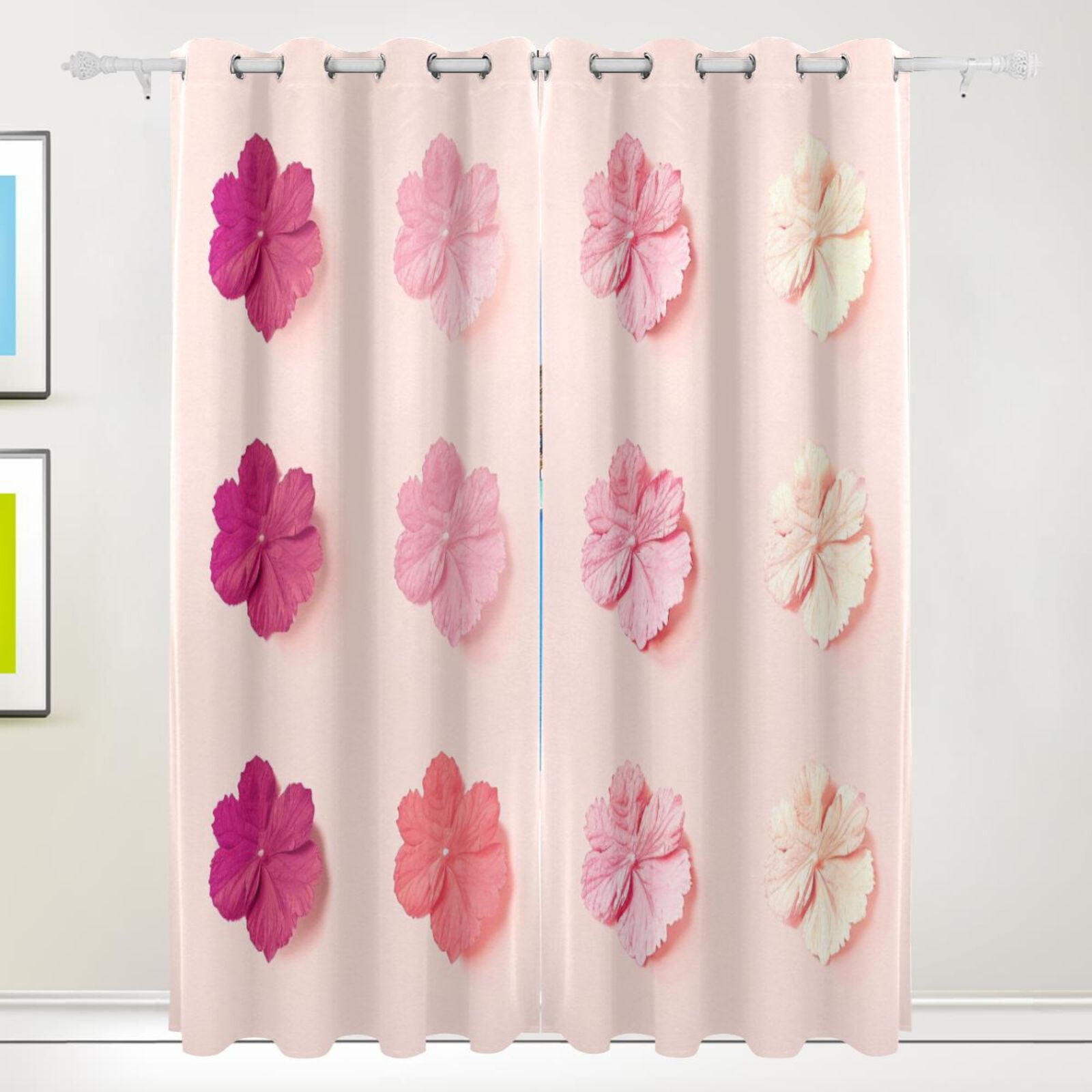 Pink Flowers Bloom Room Blackout Cutrains Original Design Summer ...