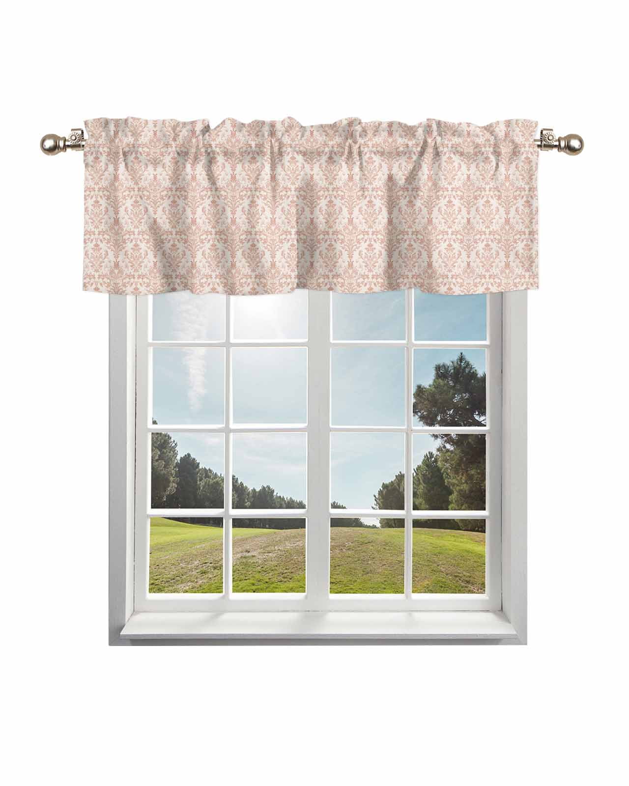Pink Flowers Curtain Valance for Windows/Living Room/Kitchen/Bathroom ...