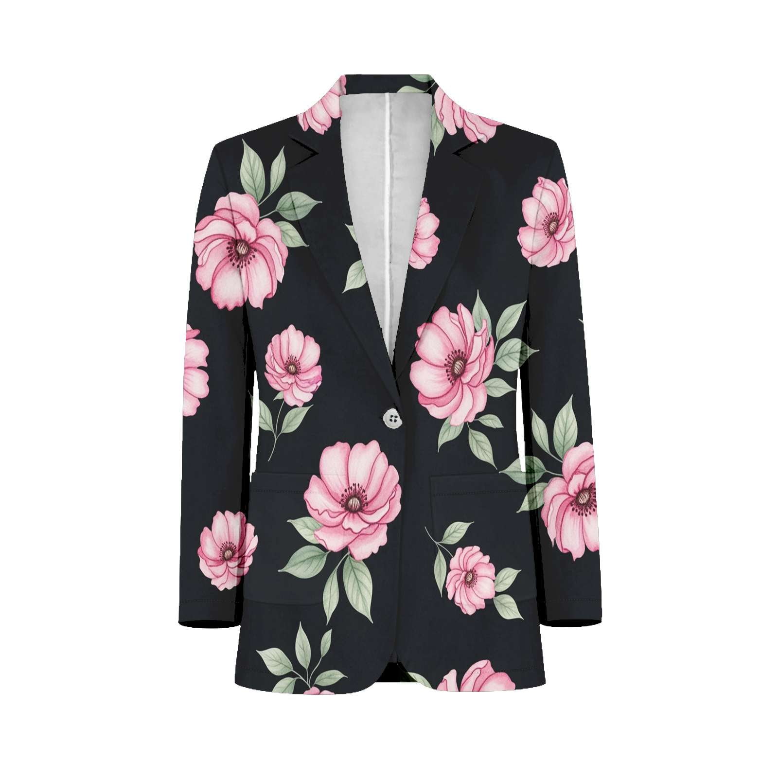 Pink Flowers Dark Background Pattern Customized Men's Suits full man ...