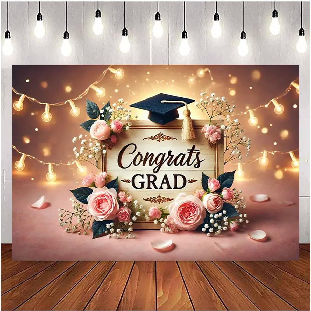 Pink Flowers Graduation Background Class of 2025 Backdrop Pink Class of ...