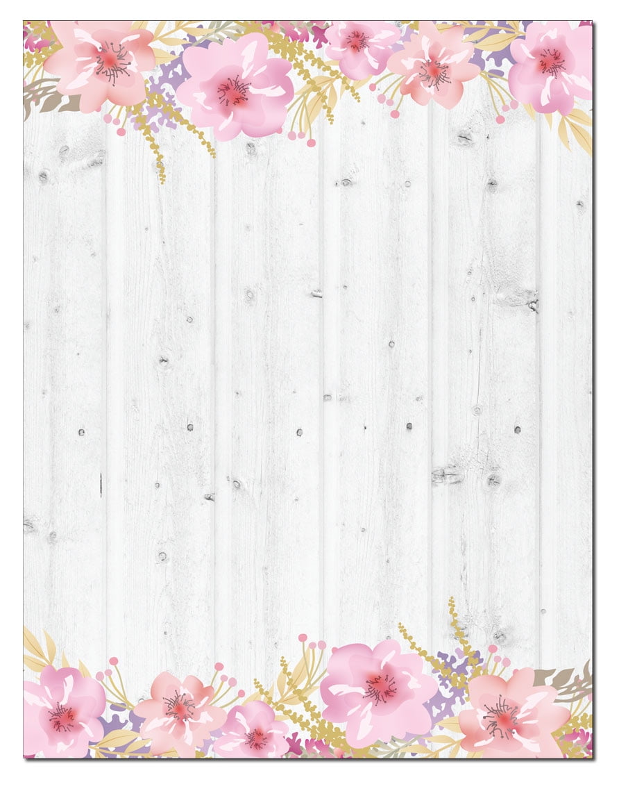 Pink Flowers Letterheads – 8.5 x 11 Inches, 60 Sheets – B6520 - Walmart.com