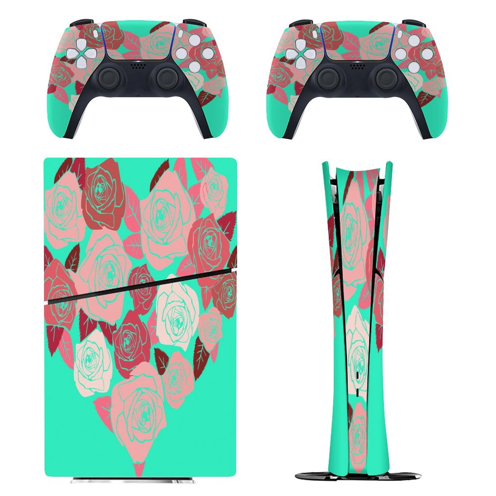 Pink Flowers, Love PS5/PS5 Slim Digital Disc Skin Sticker For Console ...