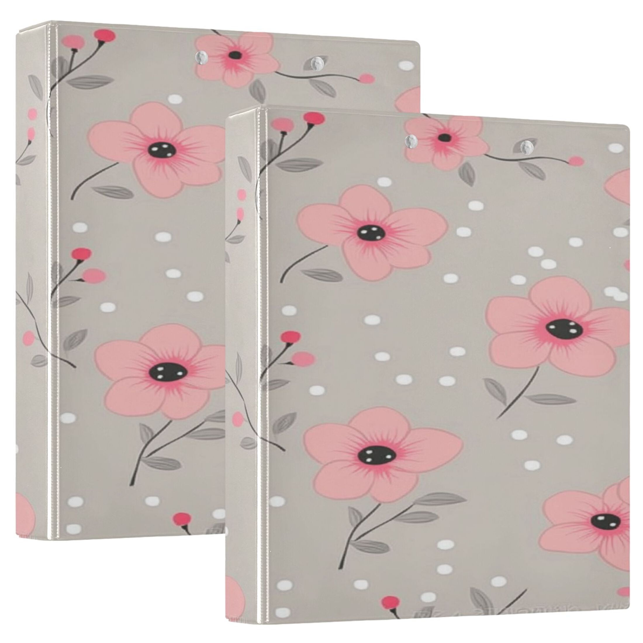 Pink Flowers Seamless Pattern 3 Ring Hardcover Binders 1.5in Round ...
