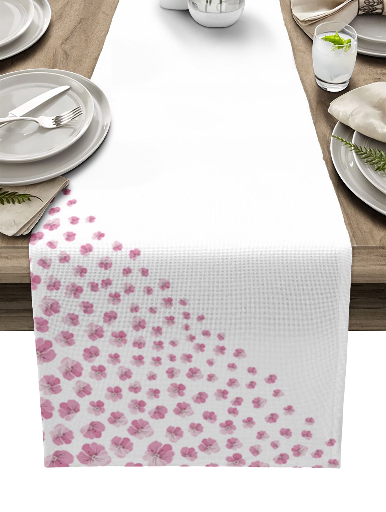 Pink Flowers, Table Runner 36 Inches, Summer Fall Minimalistic Ombre ...