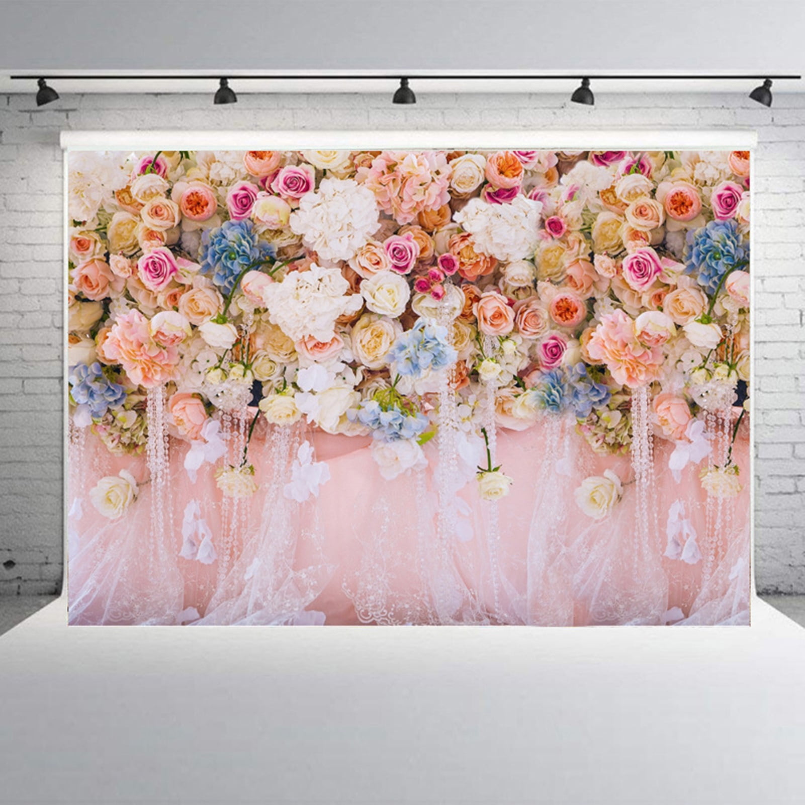 Pink Flowers Wall Photography Backdrop Flowers Weeding Bridal Shower ...