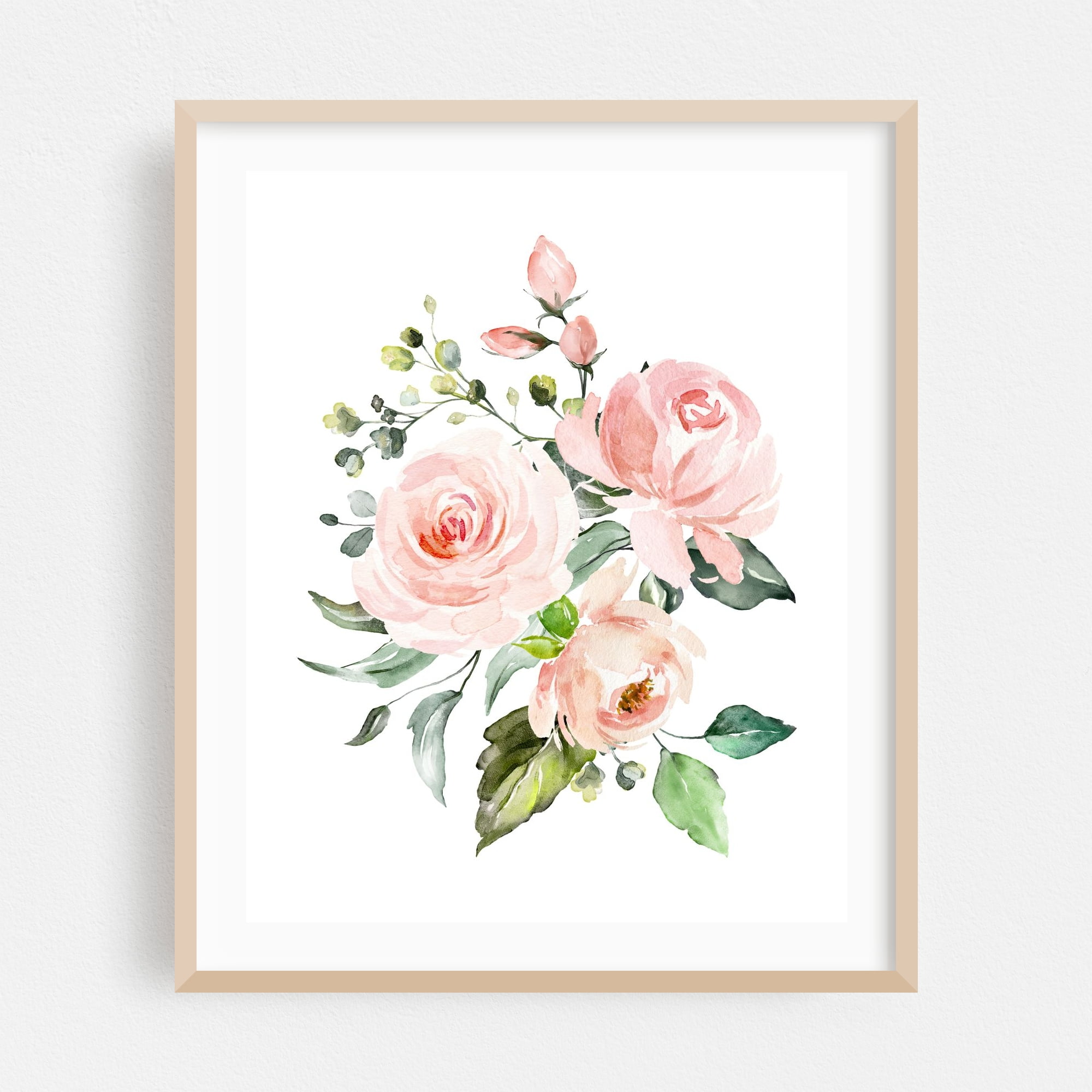 Pink Flowers, Watercolor Flowers, Pink Roses, Greenery, Girl Nursery ...