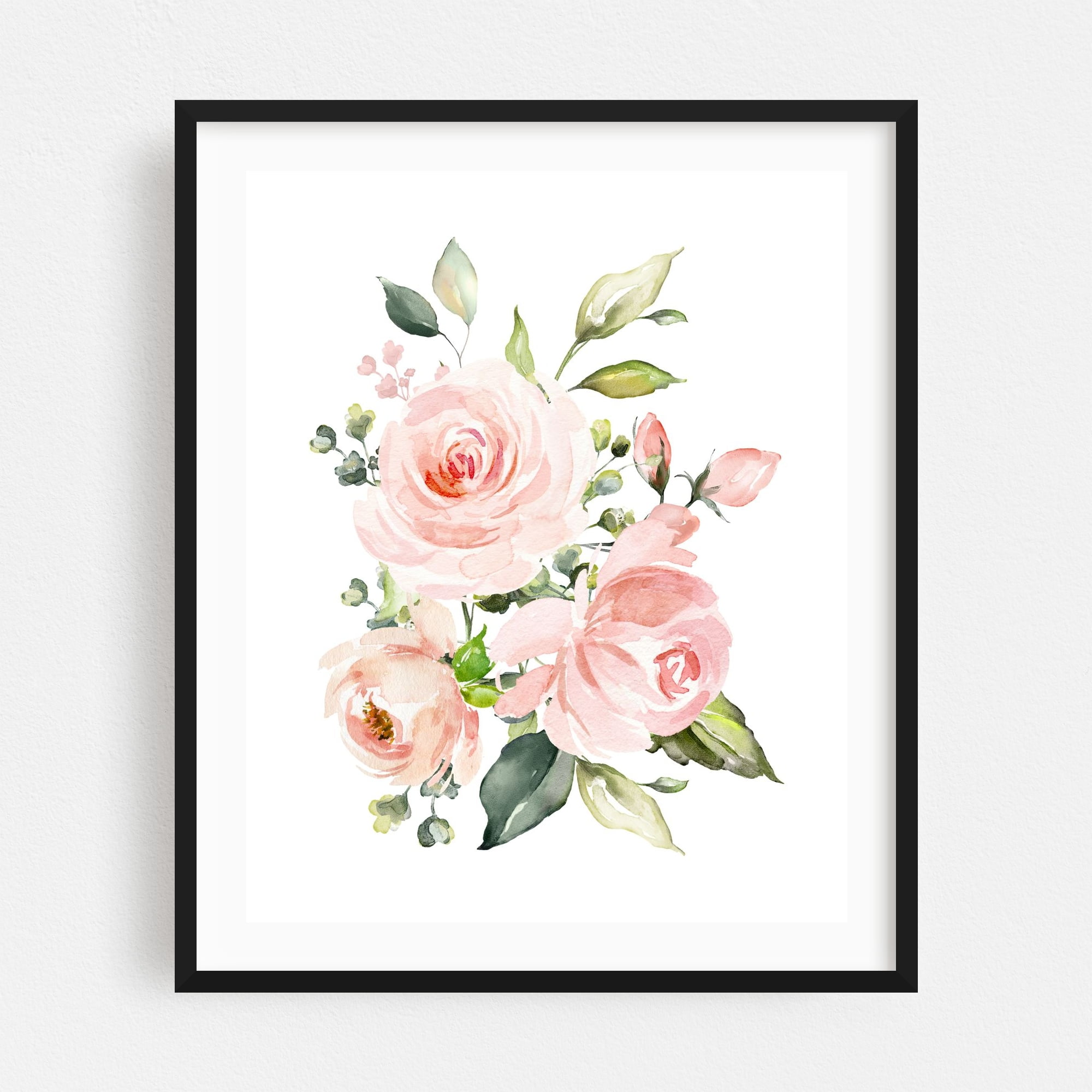 Pink Flowers, Watercolor Flowers, Pink Roses, Greenery, Girl Nursery ...