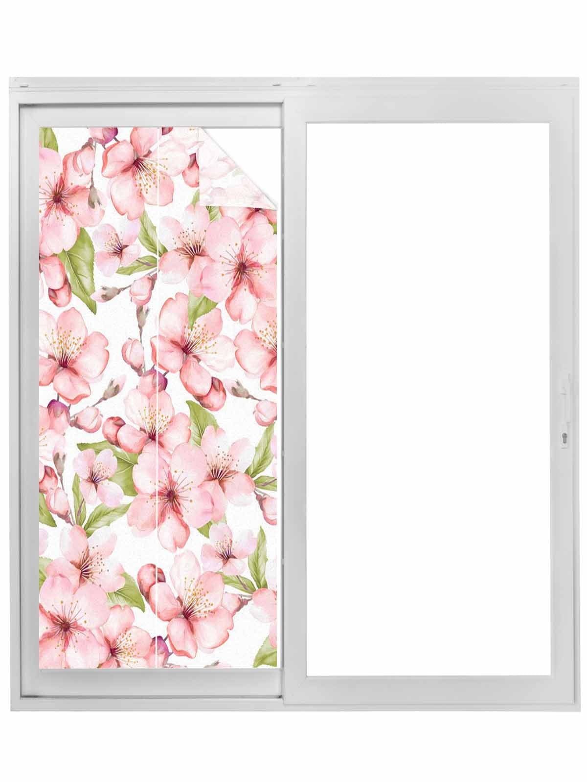 Pink Flowers Window Privacy Film Stained Glass Window Film Decorative ...