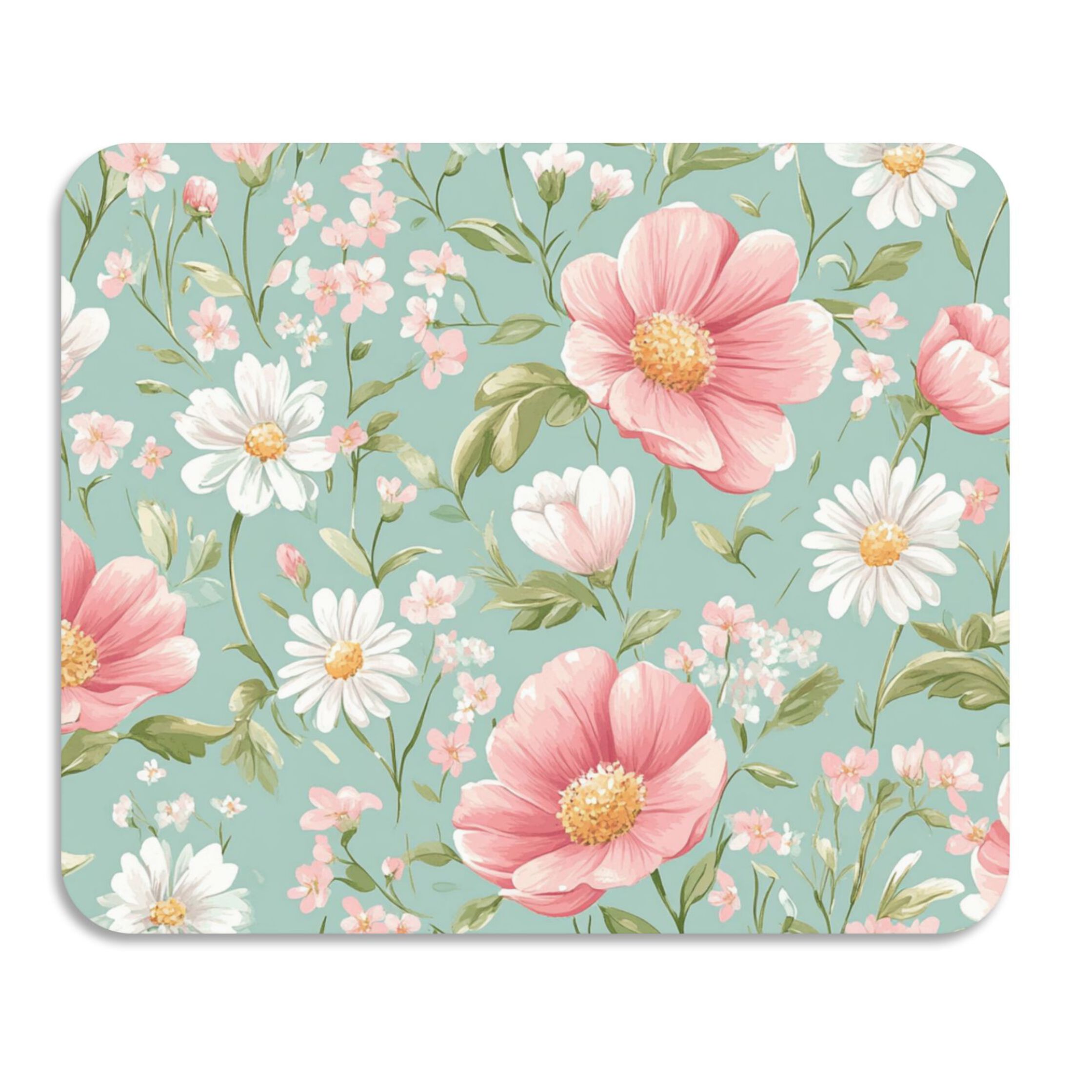 Pink Flowers and Green Leaves Diatomite Dish Drying Mat Drain Pad for ...