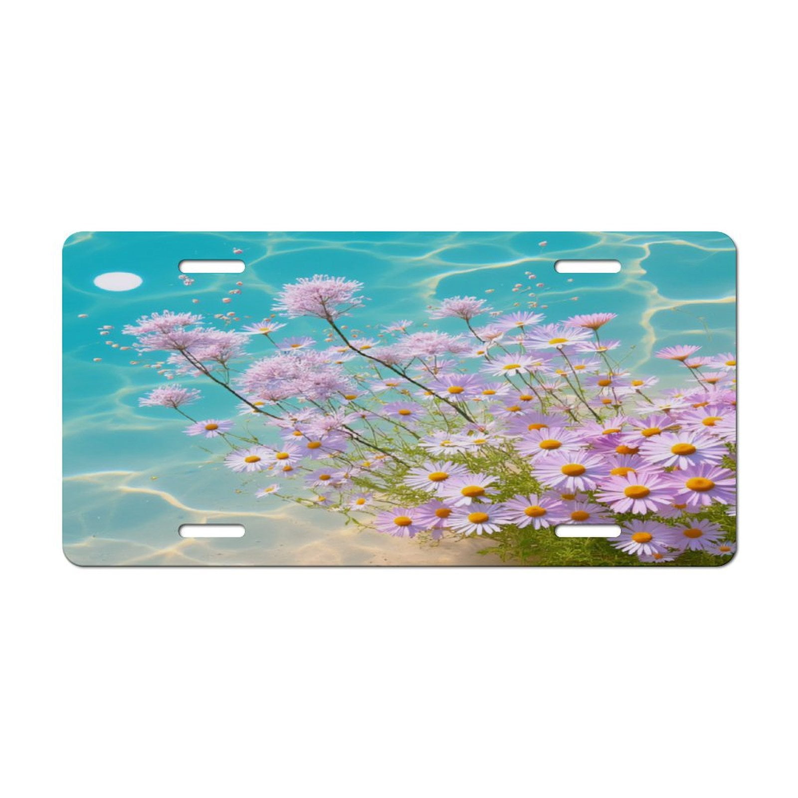 Pink Flowers in Water License Plate Lightweight Aluminum Automotive ...