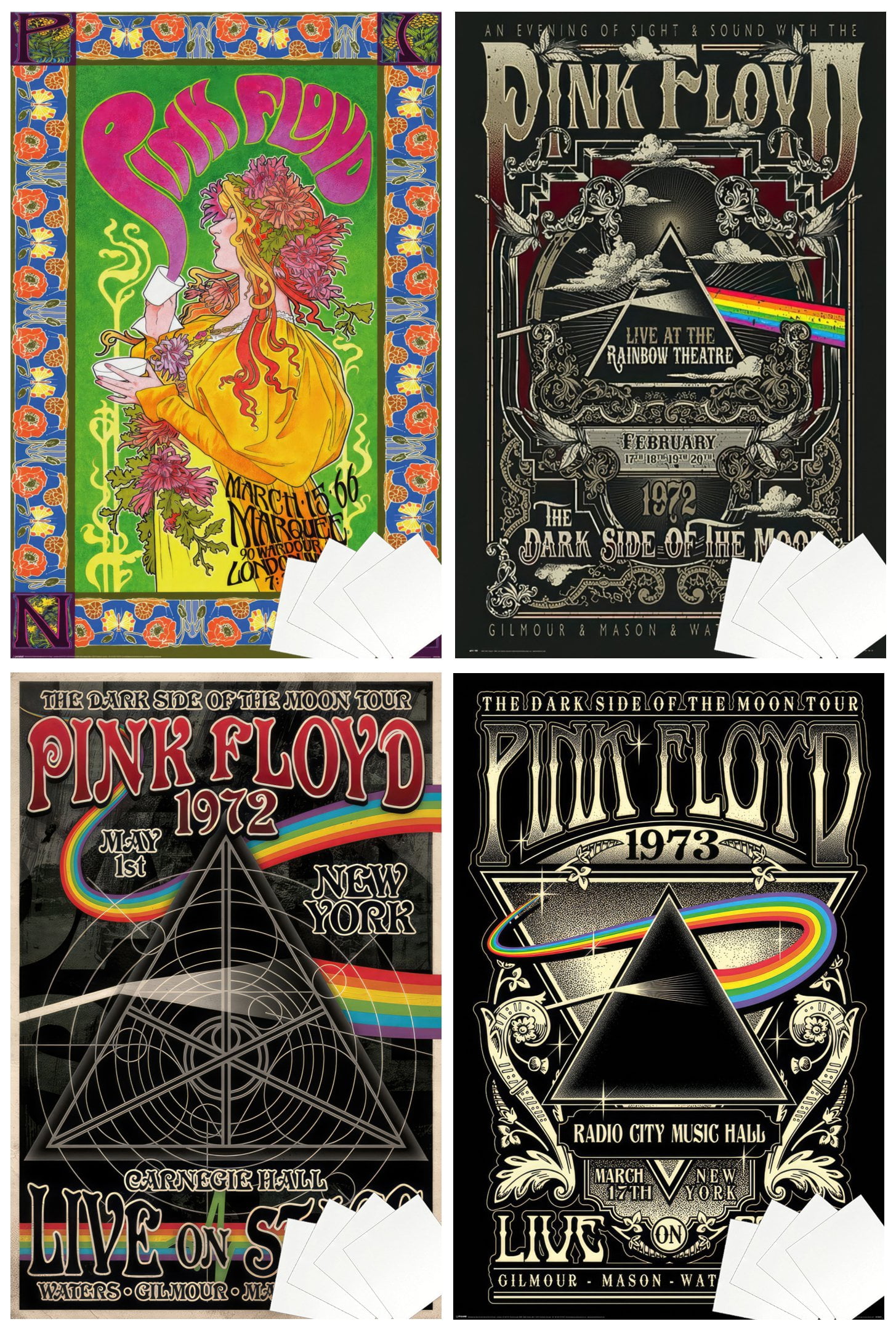 Pink Floyd - 4 Piece Music Poster Set (Dark Side Of The Moon - Tour ...