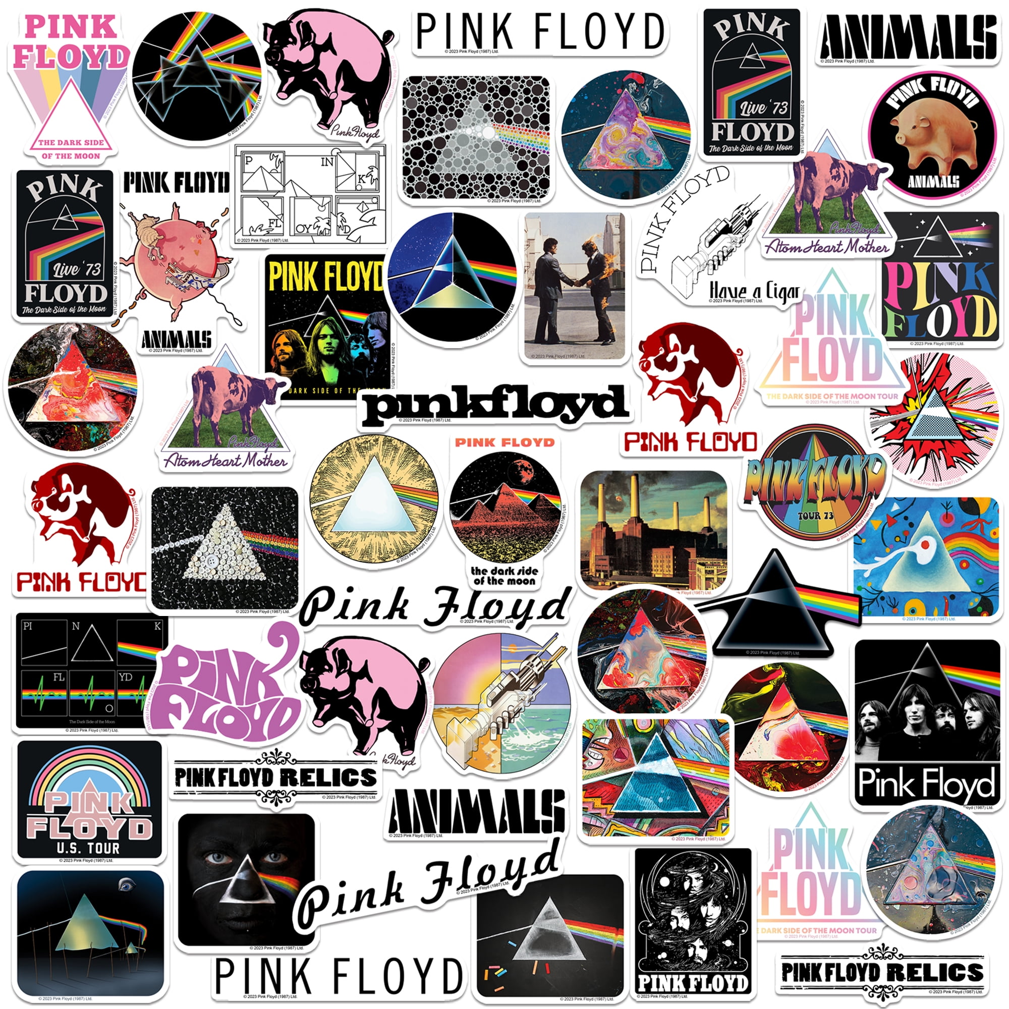 Pink Floyd 50ct Vinyl Large Deluxe Stickers Variety Pack - Laptop ...