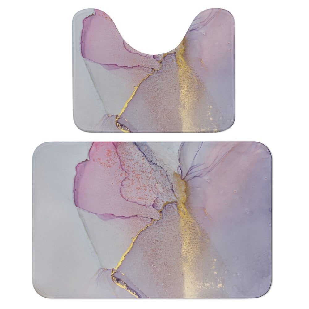 Pink Fluid Texture Bathroom Rugs Set 2 Pieces, Bathroom Set - Quick ...