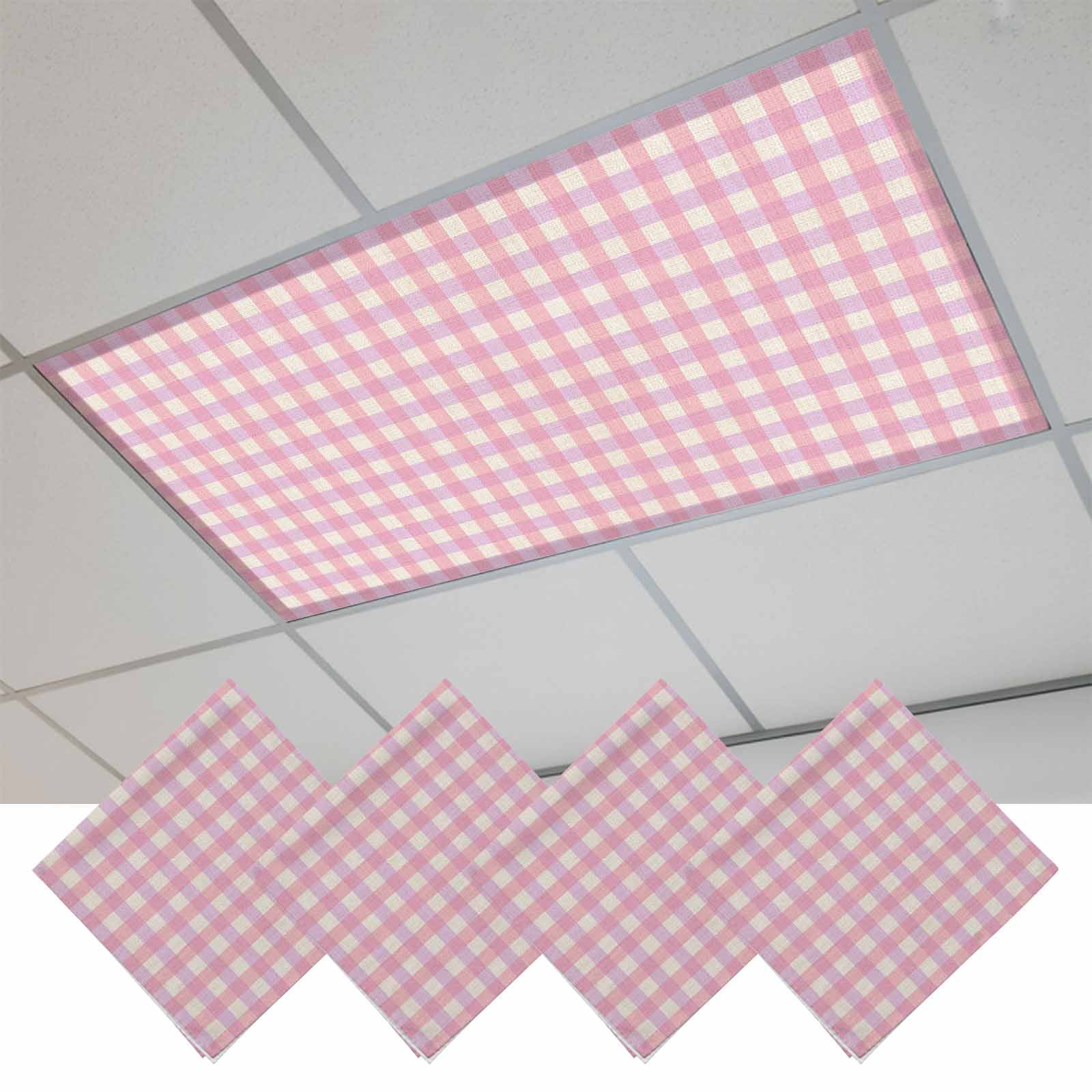 Pink Fluorescent Light Covers, Grid Checkered Plaid Gingham Lattice ...