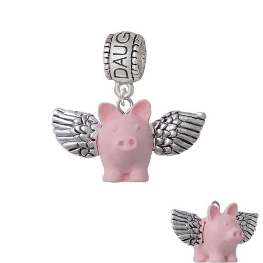 Pink Flying Pig with Wings - Daughter Charm Bead - Walmart.com