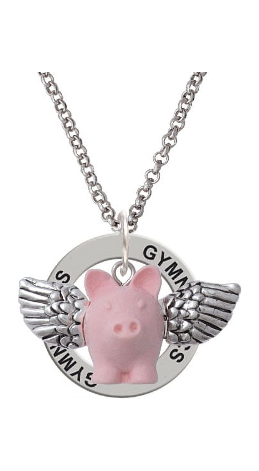 Pink Flying Pig with Wings Princess with Crystal Affirmation Ring ...