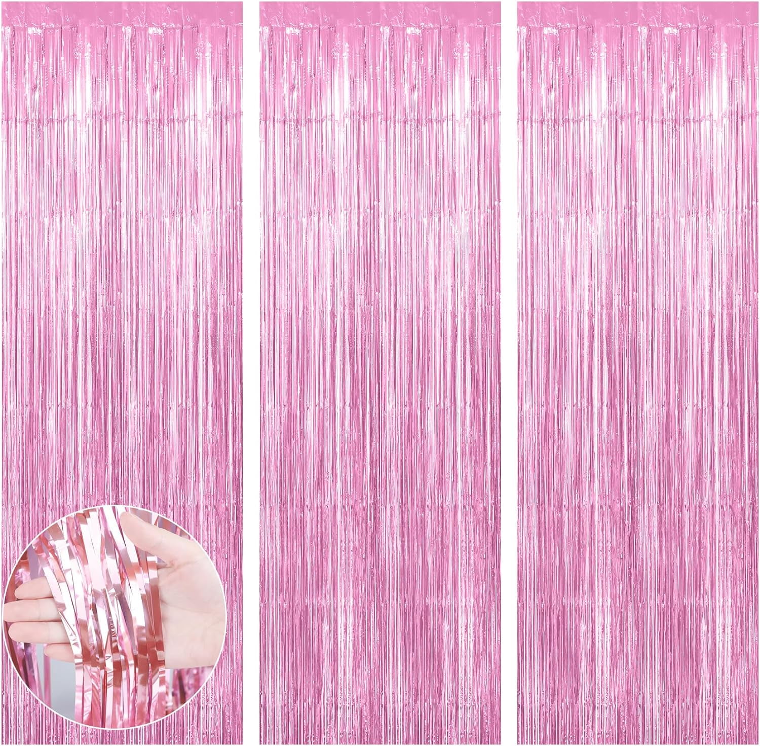 Pink Foil Tassel Backdrop Decorations - Set of 3 for Parties, Birthdays ...