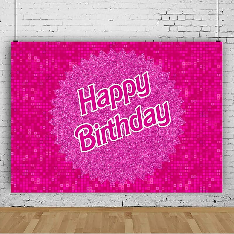 Pink Fuchsia Happy Birthday Sign Backdrop Theme Party Background Lady ...