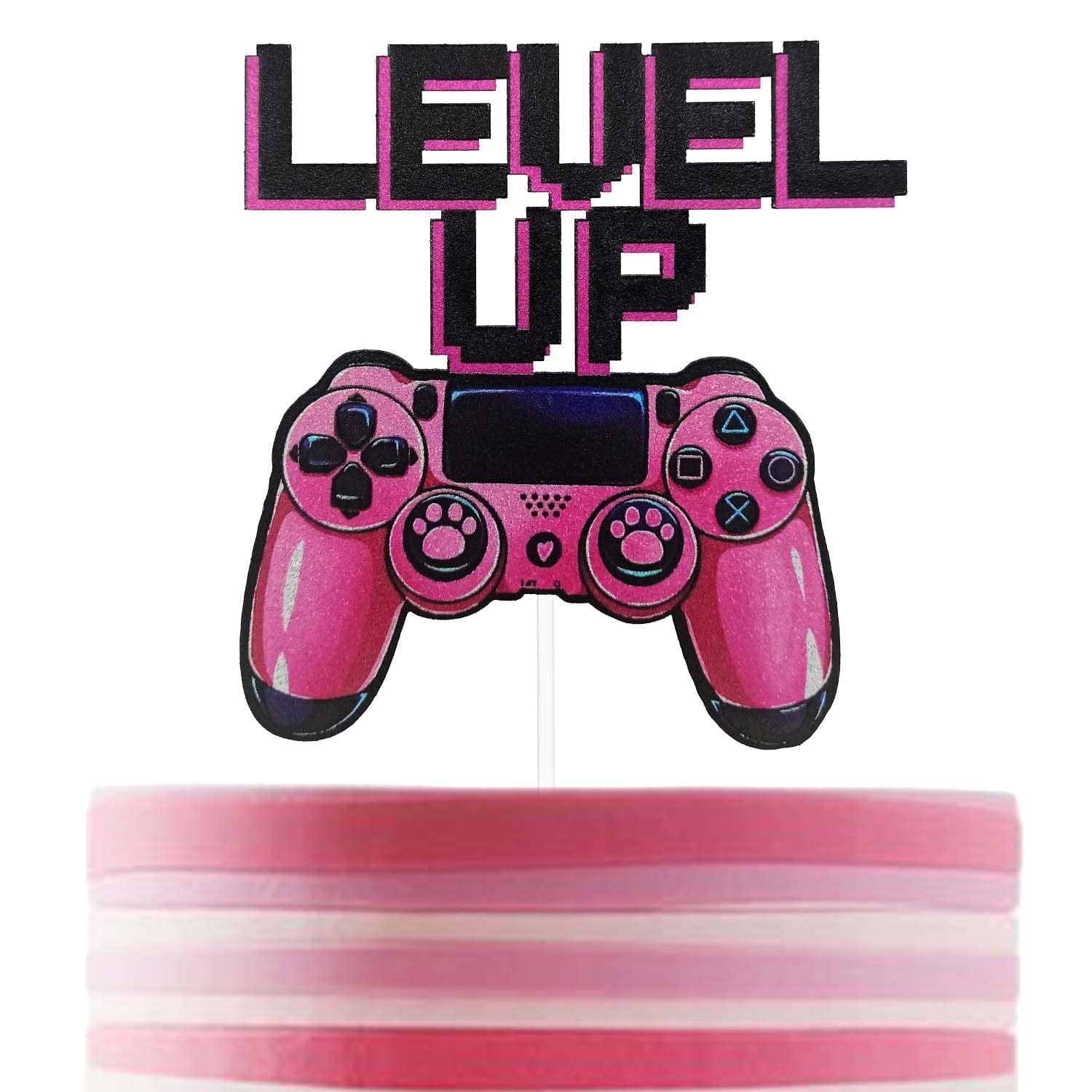 Pink Gamepad Level Up Cake Topper, Girls Gaming Birthday Decorations ...