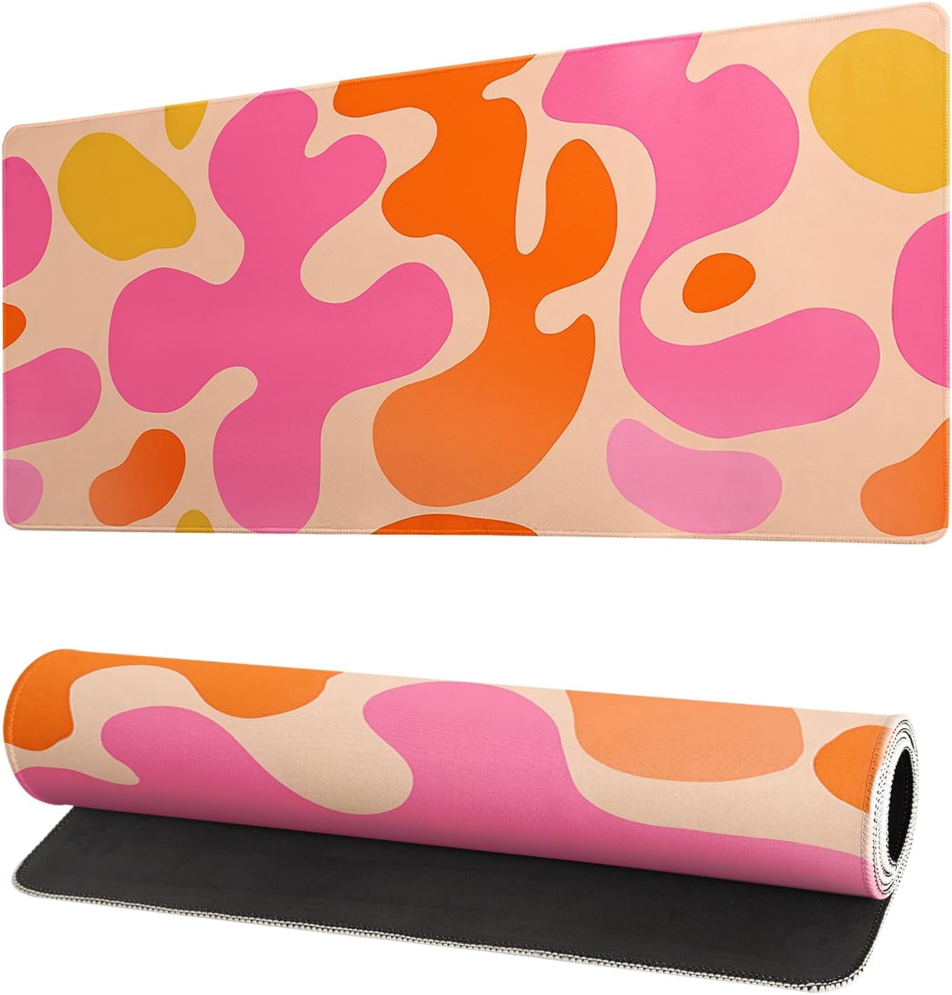 Pink Gaming Mouse Pad Cute Modern Abstract Large Mouse Pad for Keyboard ...