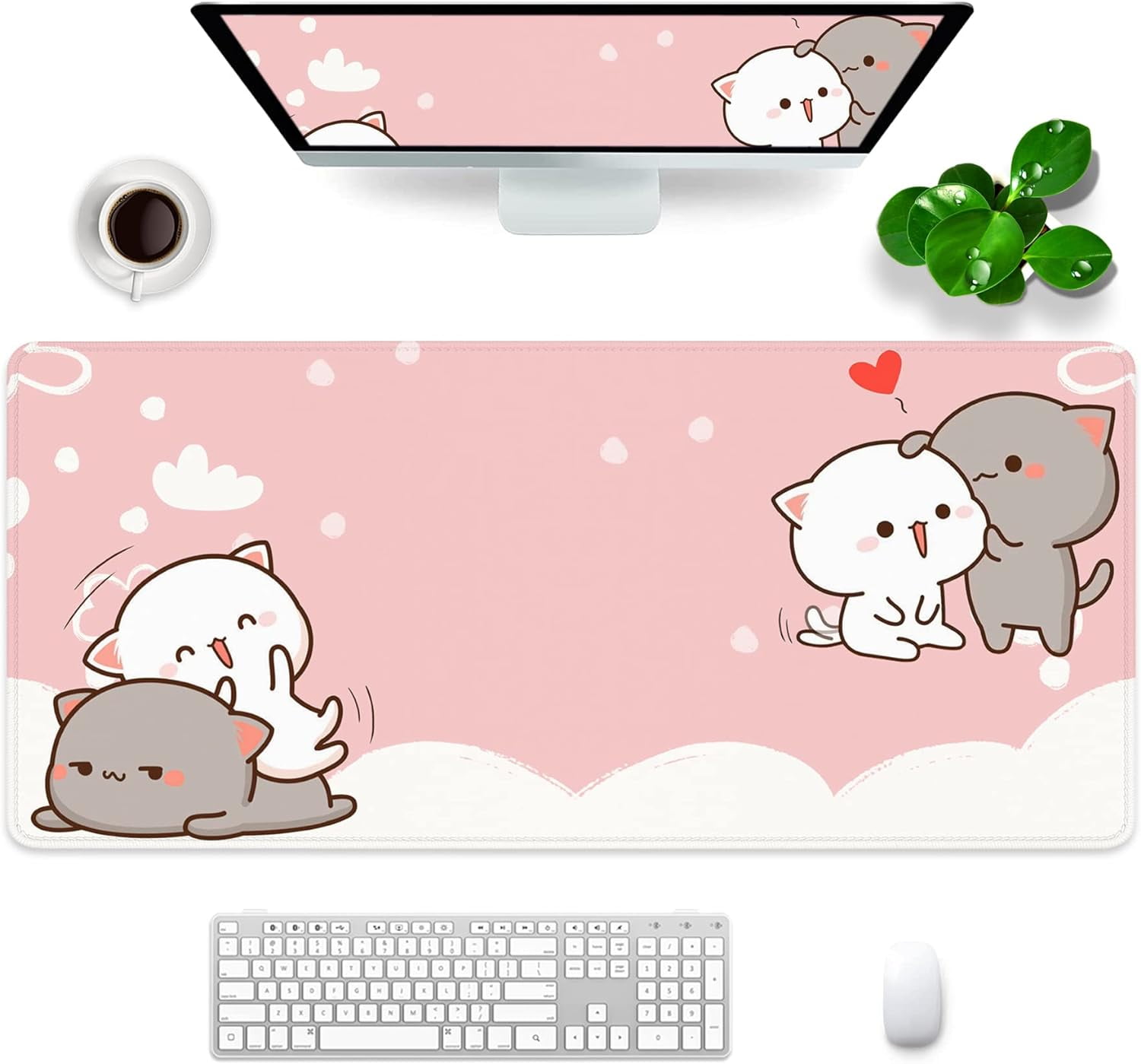 Pink Gaming Mouse Pad Gift for Women Cute Large Mouse Pad 35.4x15.7 ...
