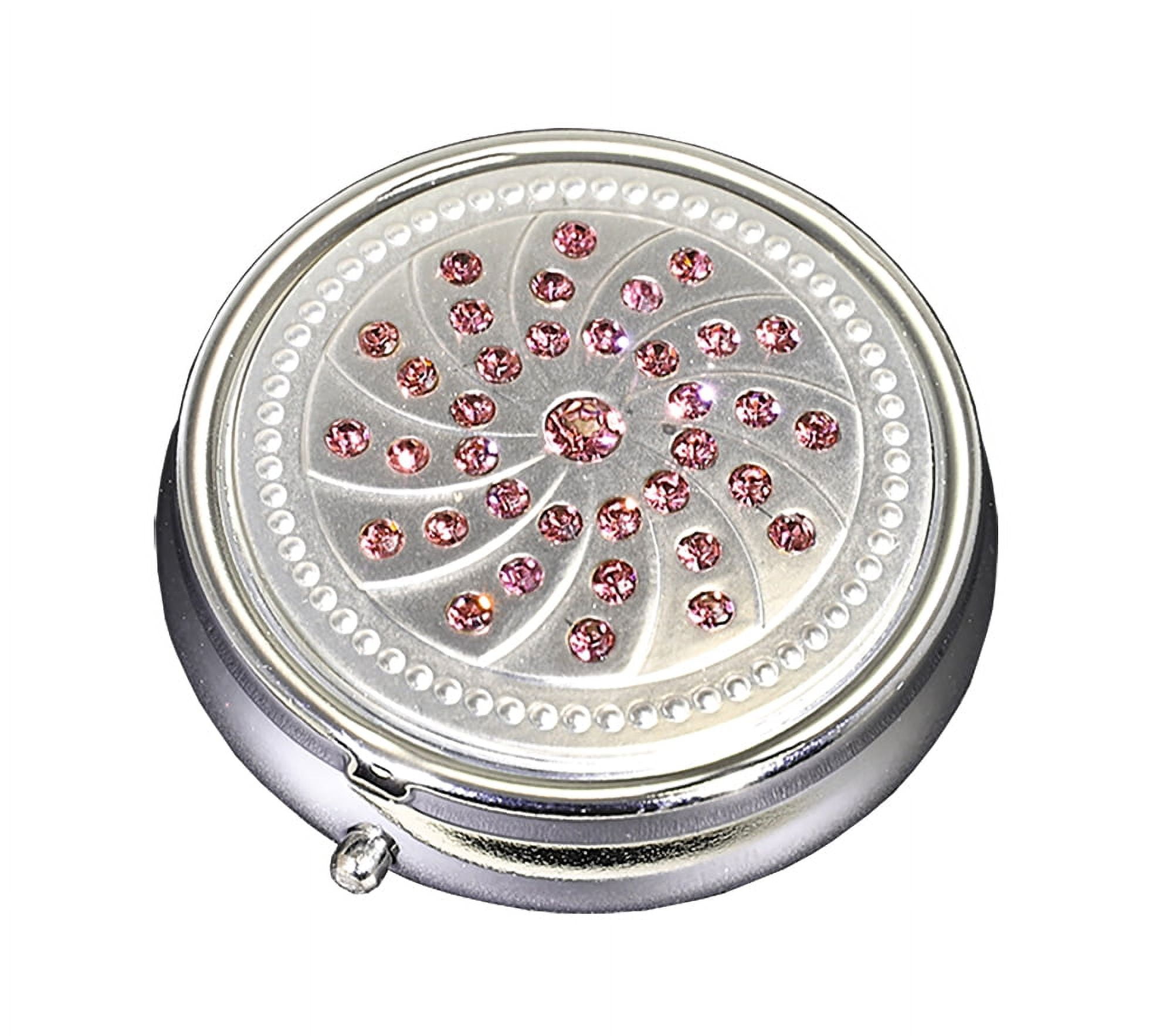 Pill Buddy Pink Gemstones Travel Pill Box Case, Three Section Pocket ...